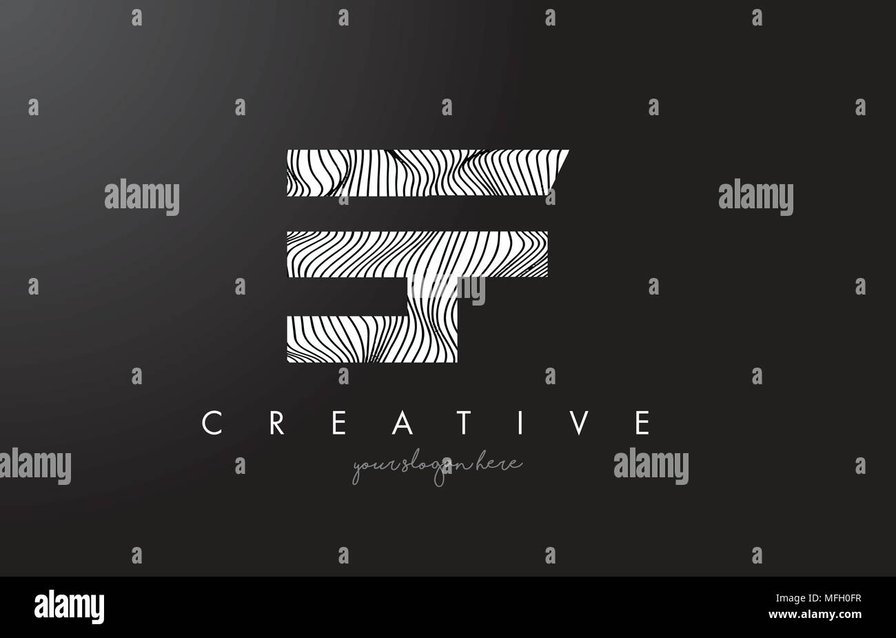EF E F Letter Logo with Zebra Lines Texture Design Vector Illustration ...