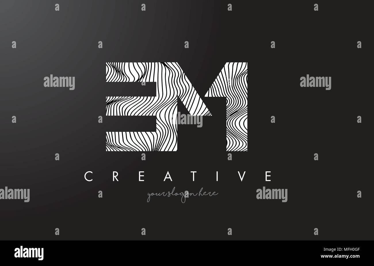 EM E M Letter Logo with Zebra Lines Texture Design Vector Illustration ...