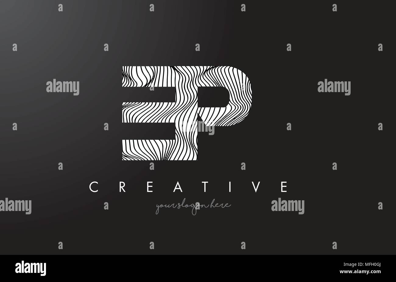 EP E P Letter Logo with Zebra Lines Texture Design Vector Illustration ...