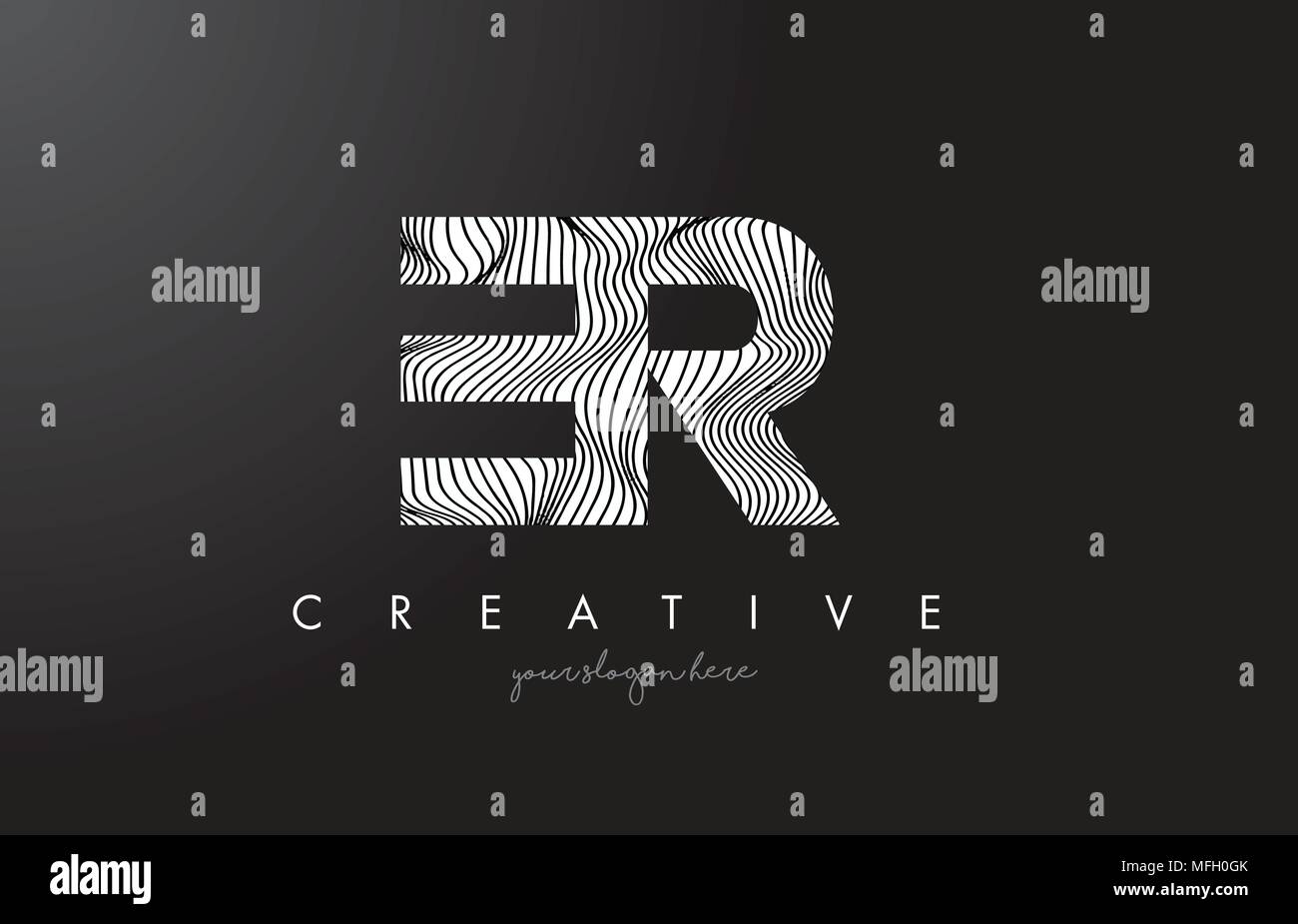 ER E R Letter Logo with Zebra Lines Texture Design Vector Illustration ...