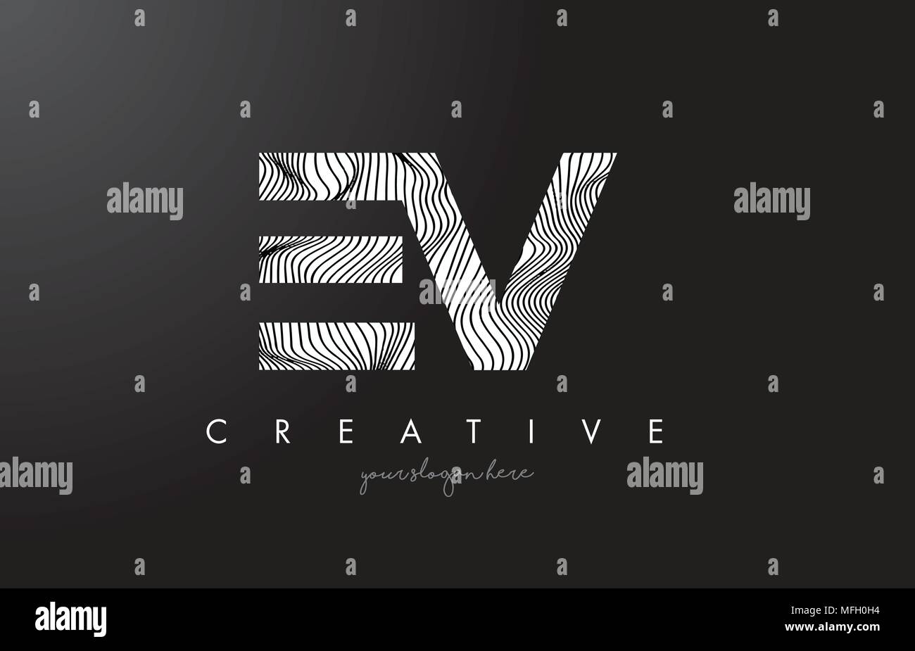 EV E V Letter Logo with Zebra Lines Texture Design Vector Illustration ...
