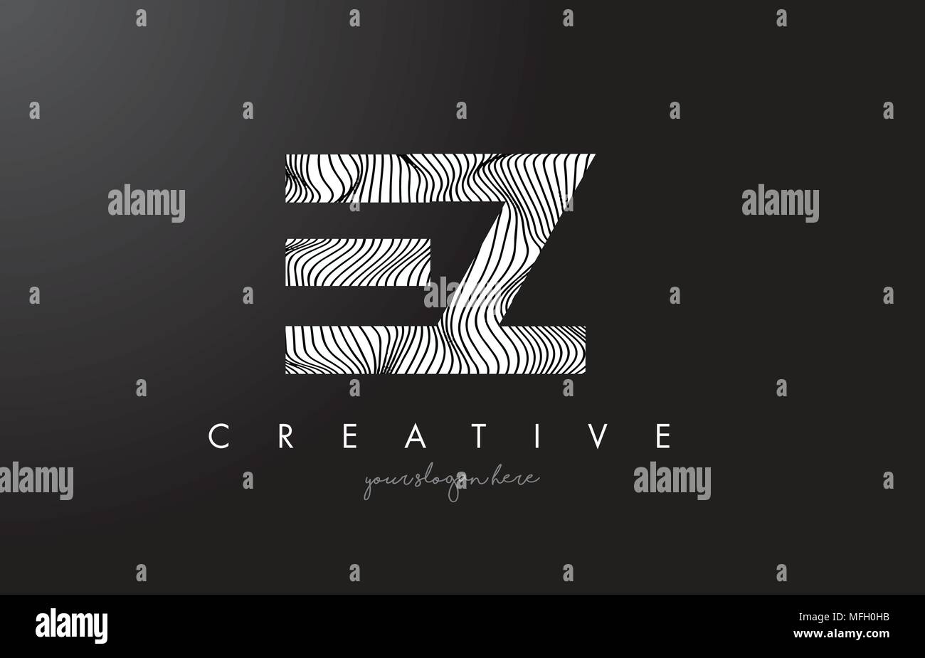 EZ E Z Letter Logo with Zebra Lines Texture Design Vector Illustration ...