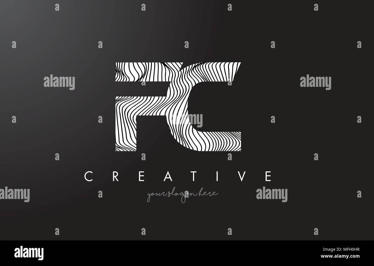 FC F C Letter Logo with Zebra Lines Texture Design Vector Illustration ...