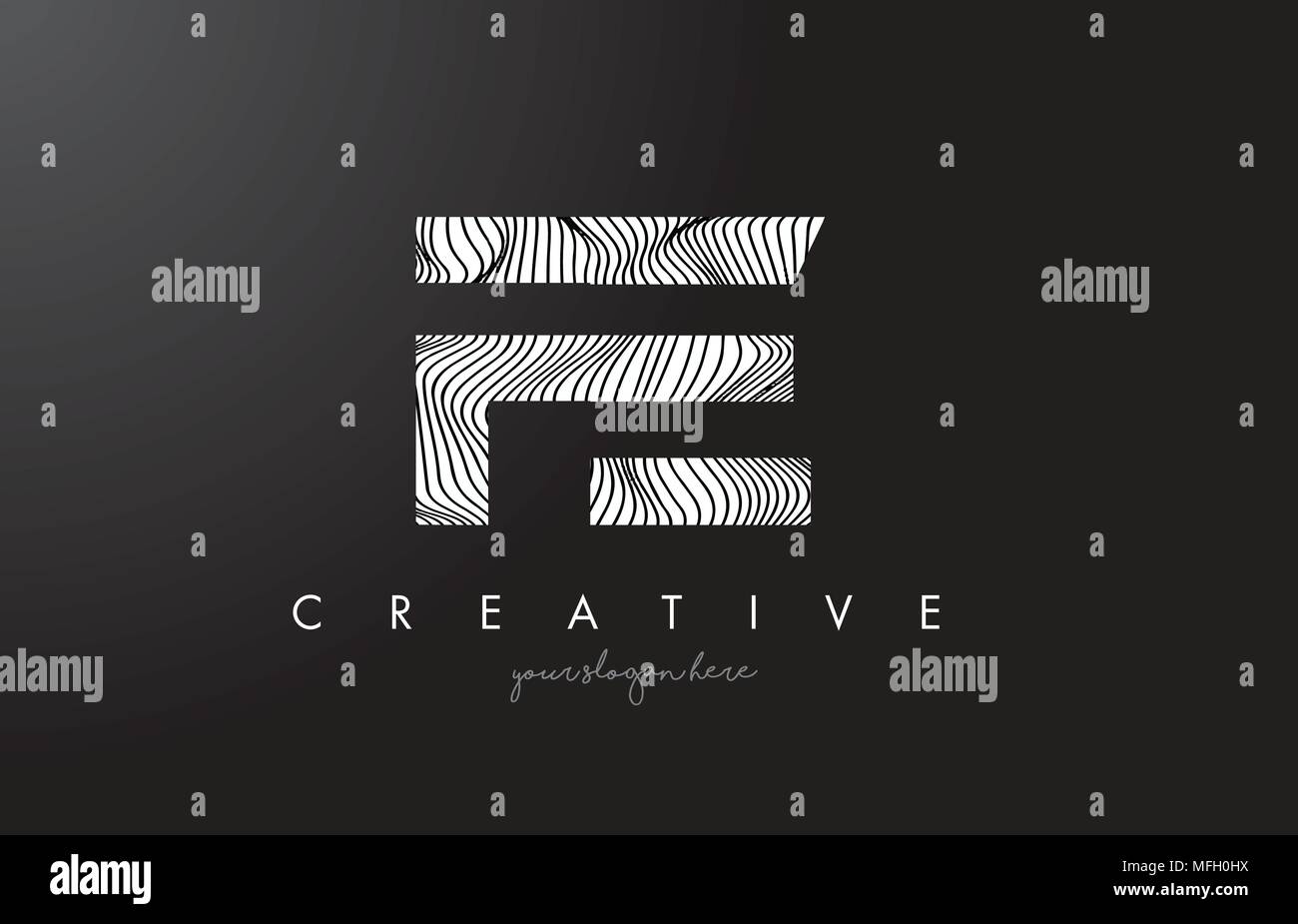 FE F E Letter Logo with Zebra Lines Texture Design Vector Illustration ...