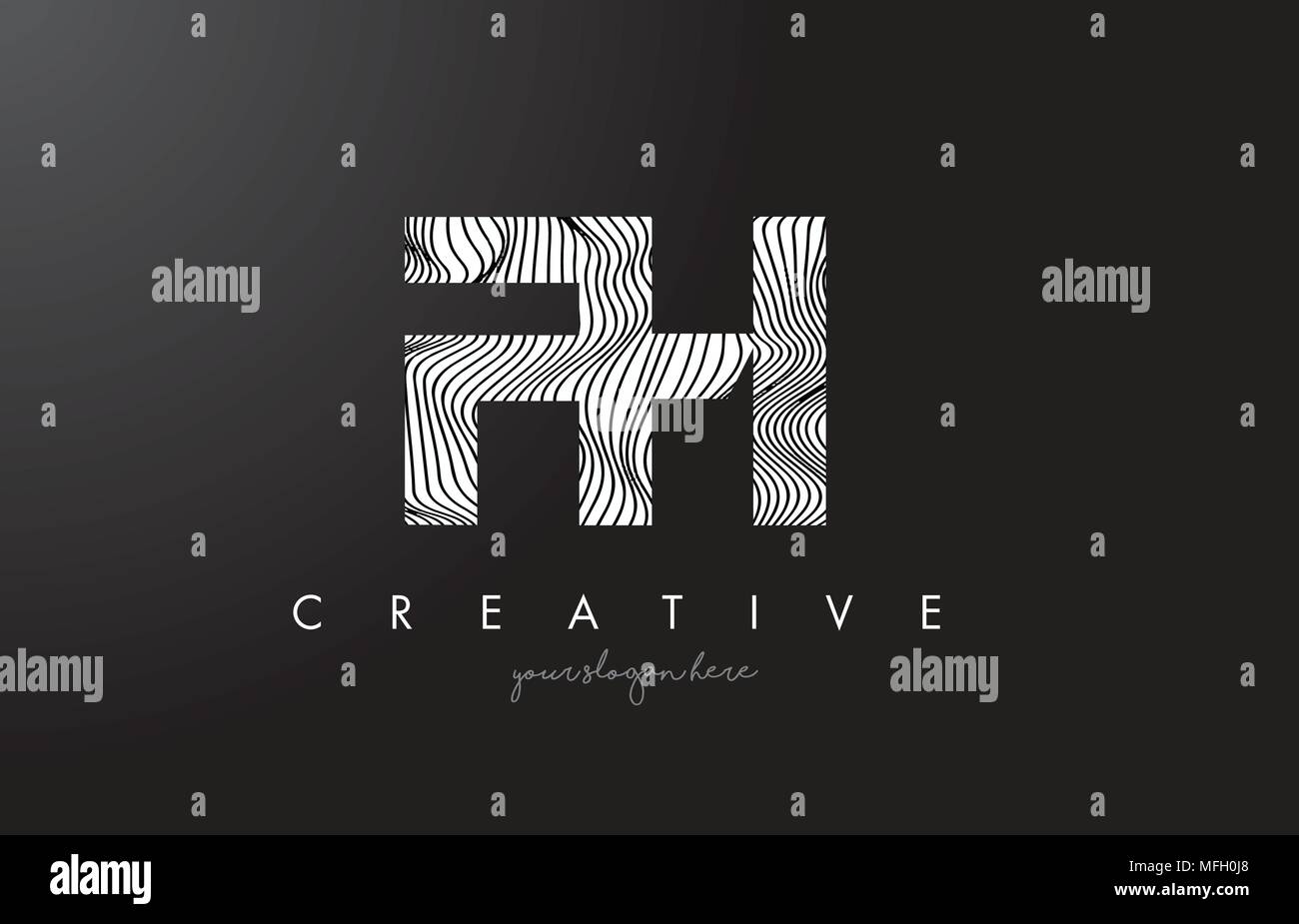 FH F H Letter Logo with Zebra Lines Texture Design Vector Illustration ...