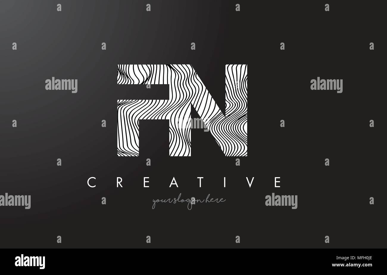 FN F N Letter Logo with Zebra Lines Texture Design Vector Illustration ...