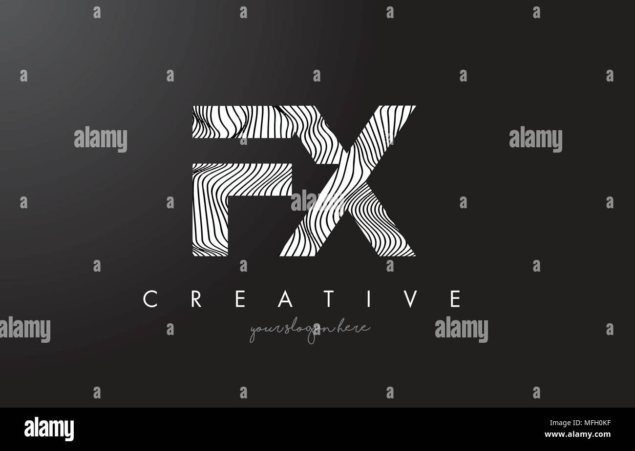 FX F X Letter Logo with Zebra Lines Texture Design Vector Illustration ...