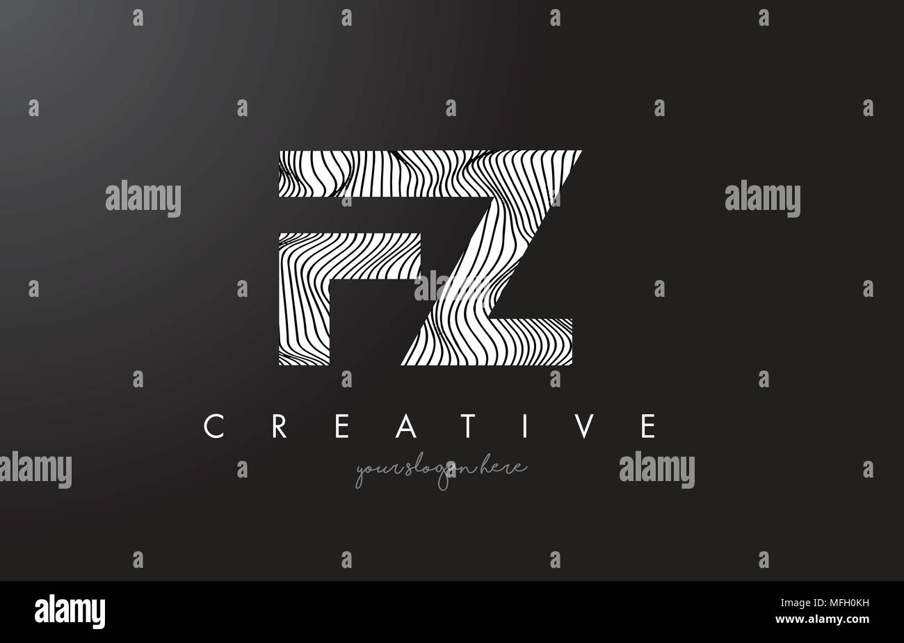 FZ F Z Letter Logo with Zebra Lines Texture Design Vector Illustration ...