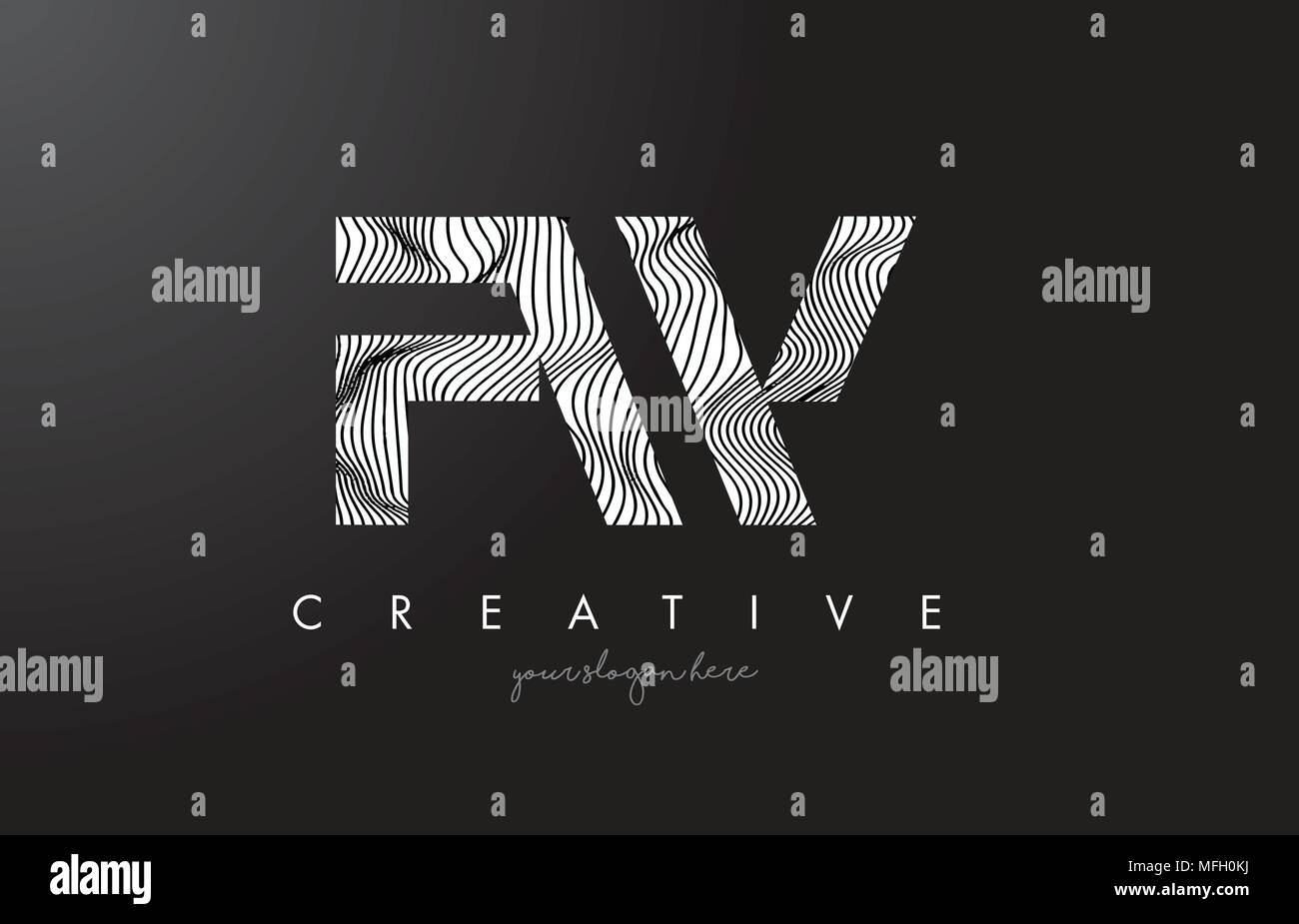 FW F W Letter Logo with Zebra Lines Texture Design Vector Illustration ...