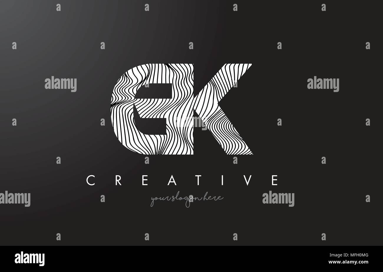 GK G K Letter Logo with Zebra Lines Texture Design Vector Illustration ...