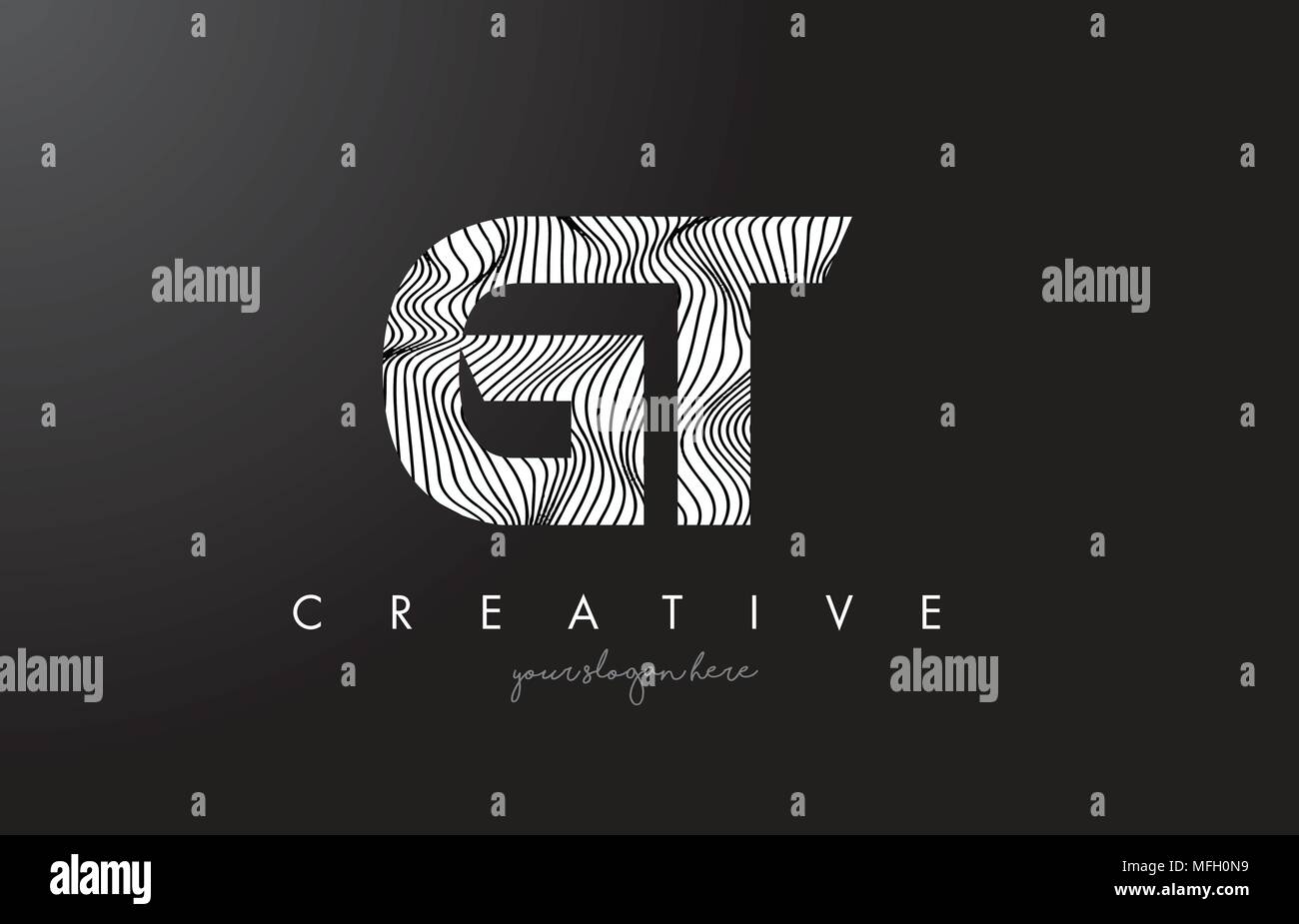 GT G T Letter Logo with Zebra Lines Texture Design Vector Illustration ...