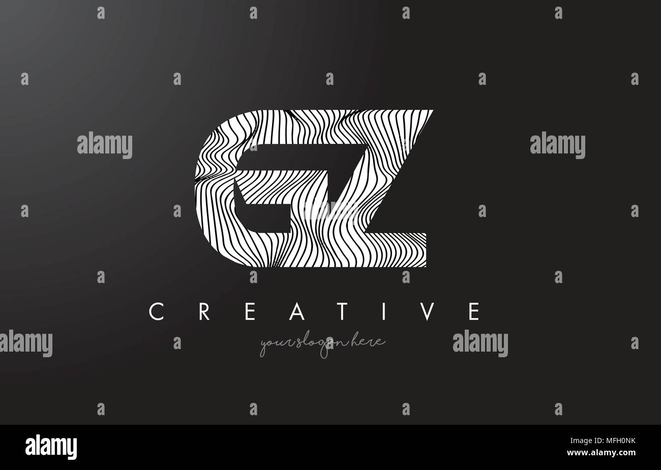 GZ G Z Letter Logo with Zebra Lines Texture Design Vector Illustration ...