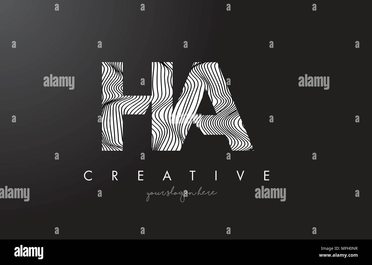 HA H A Letter Logo with Zebra Lines Texture Design Vector Illustration ...