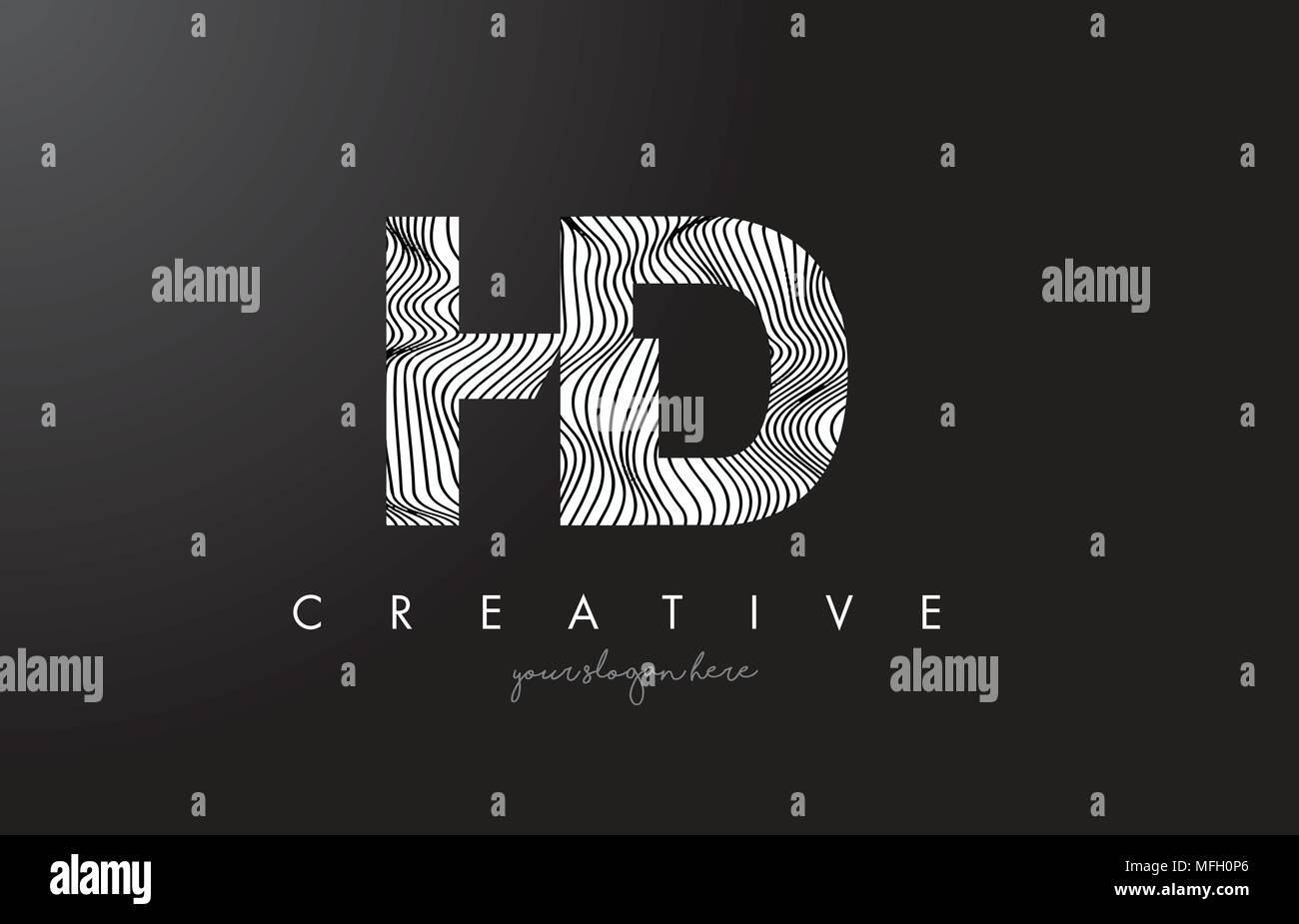 HD H D Letter Logo with Zebra Lines Texture Design Vector Illustration ...