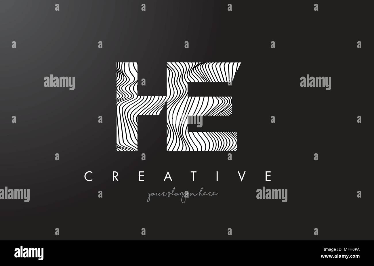 HE H E Letter Logo with Zebra Lines Texture Design Vector Illustration ...