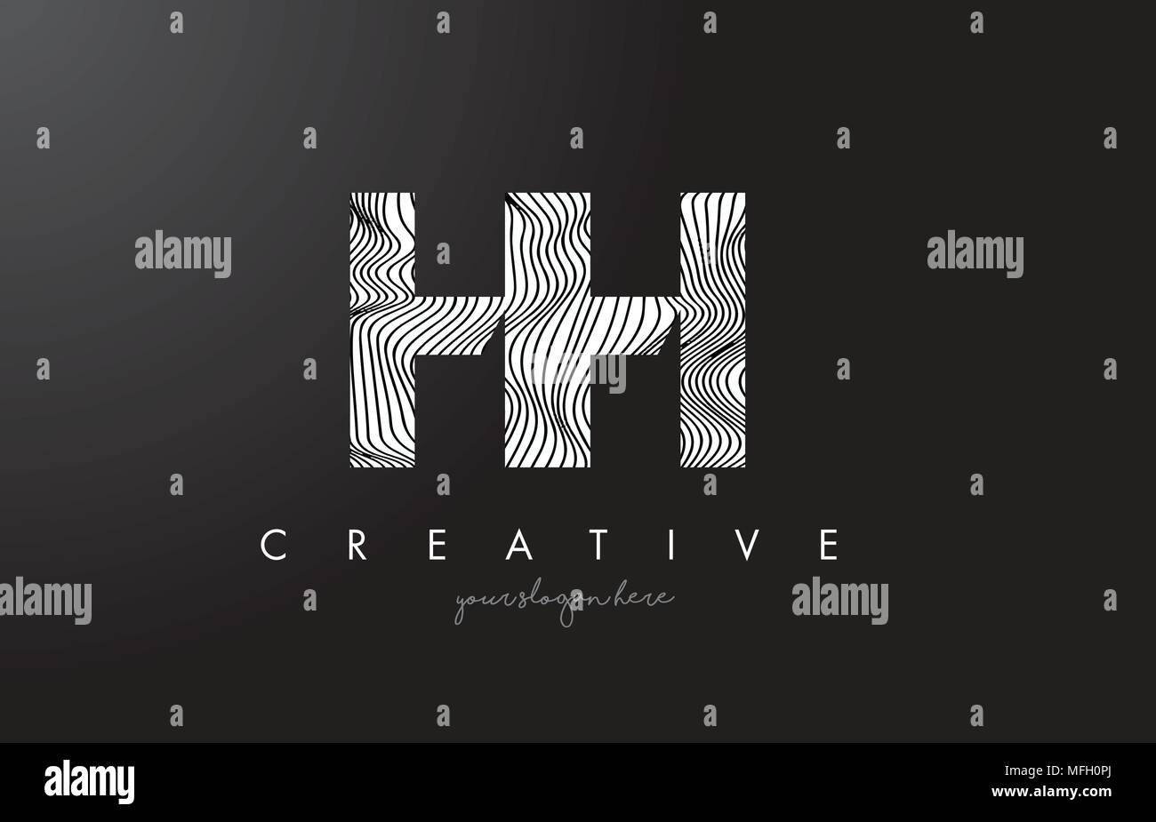 HH H H Letter Logo with Zebra Lines Texture Design Vector Illustration ...