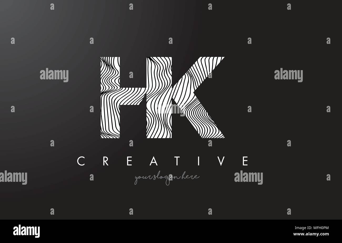 HK H K Letter Logo with Zebra Lines Texture Design Vector Illustration ...