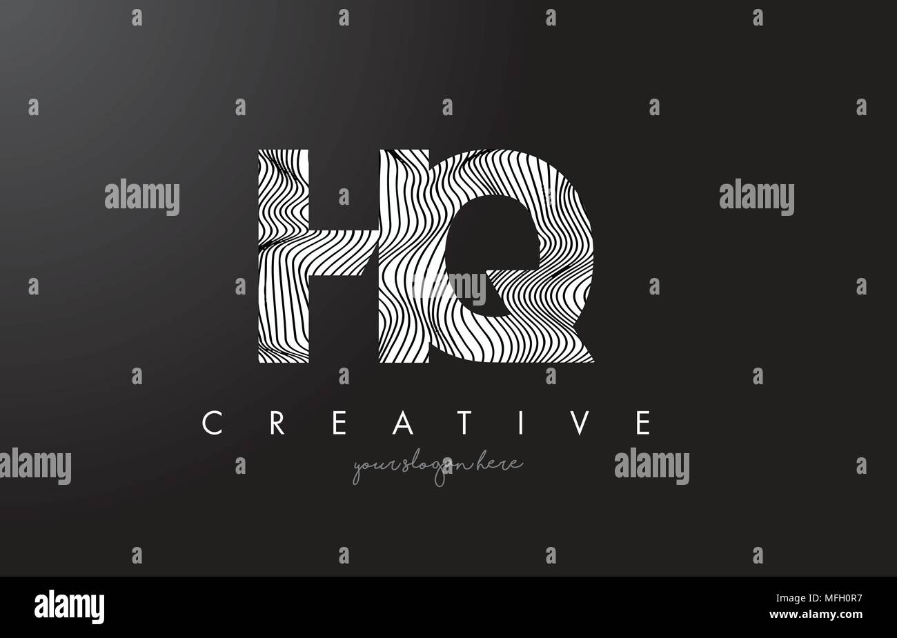 HQ H Q Letter Logo with Zebra Lines Texture Design Vector Illustration ...