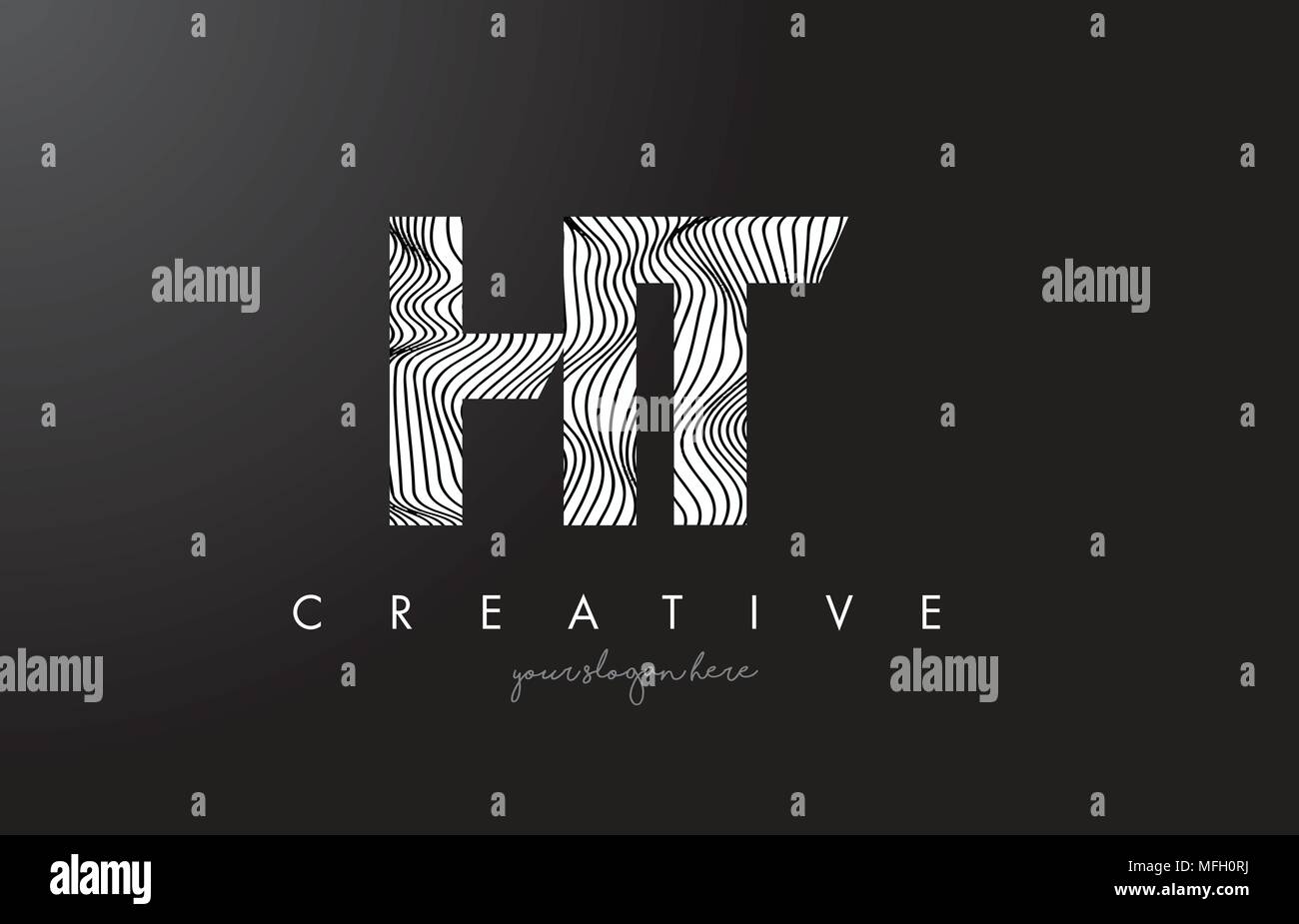 HT H T Letter Logo with Zebra Lines Texture Design Vector Illustration ...