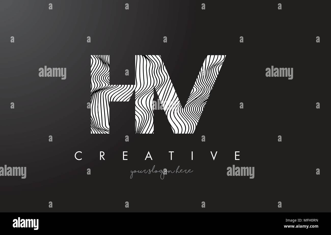 HV H V Letter Logo with Zebra Lines Texture Design Vector Illustration ...
