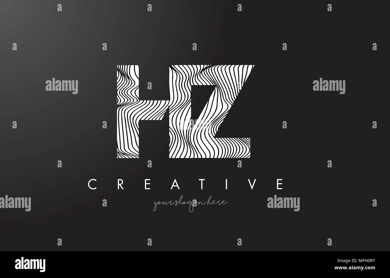 HZ H Z Letter Logo with Zebra Lines Texture Design Vector Illustration ...