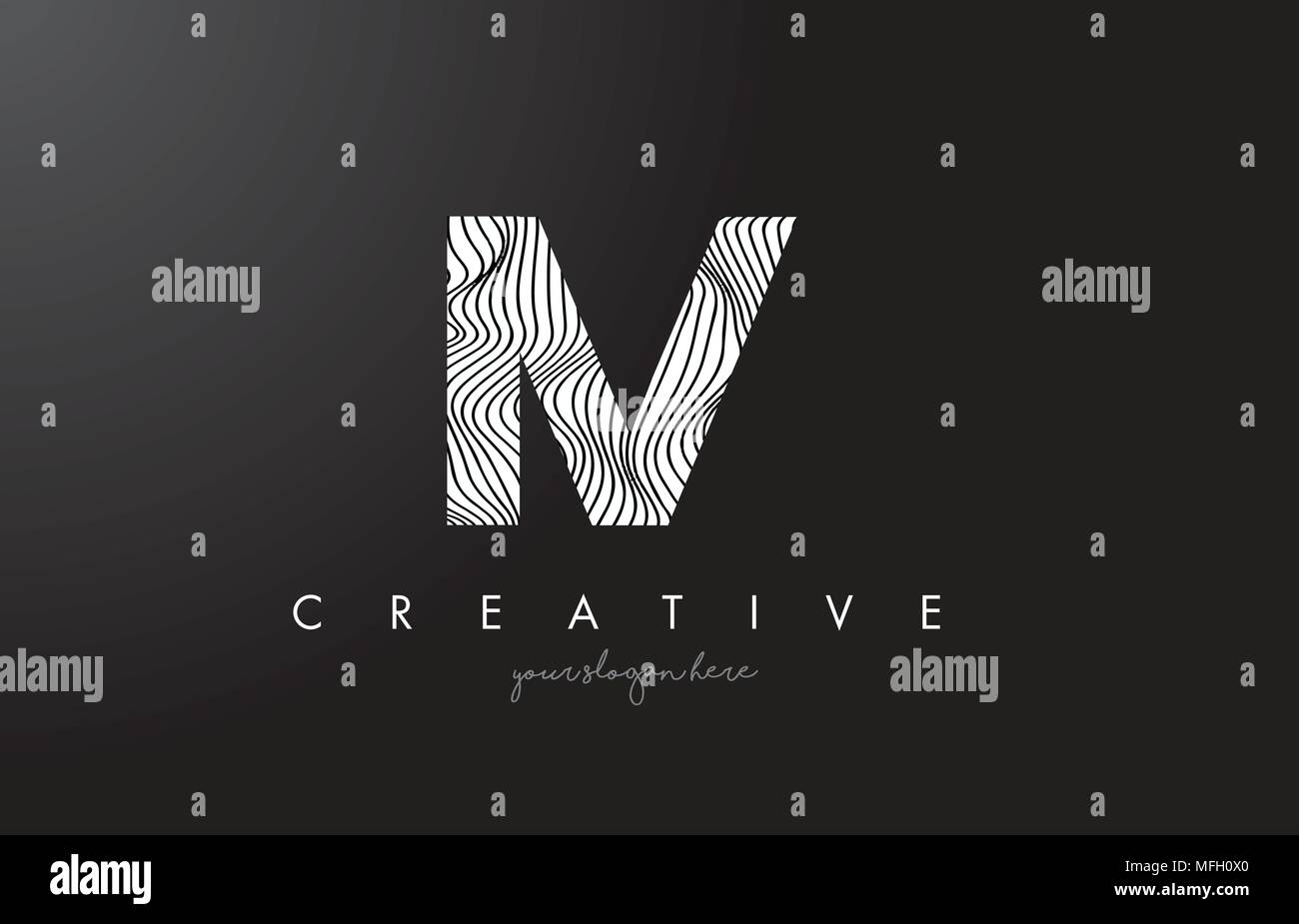 IV I V Letter Logo with Zebra Lines Texture Design Vector Illustration ...
