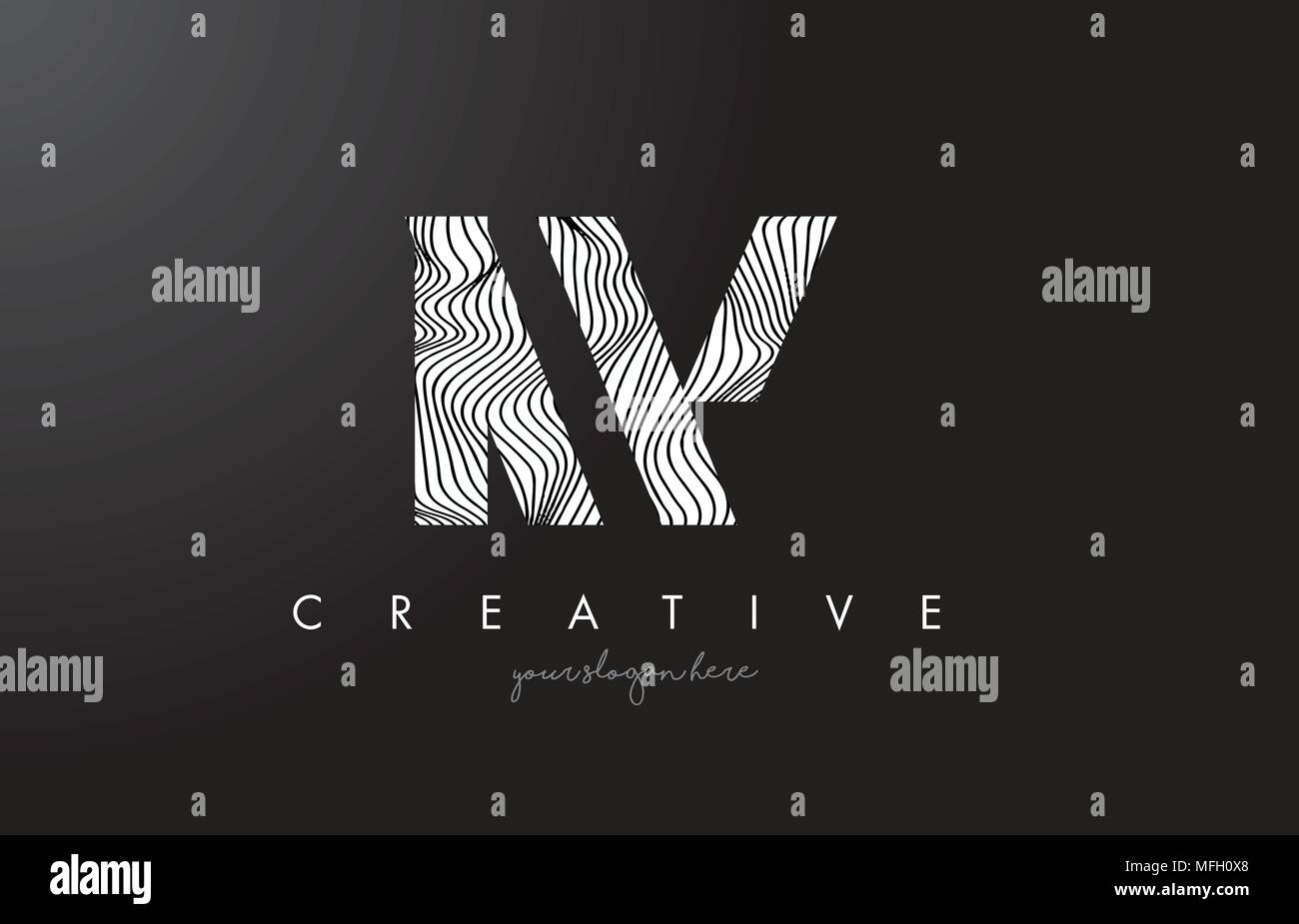 IW I W Letter Logo with Zebra Lines Texture Design Vector Illustration ...