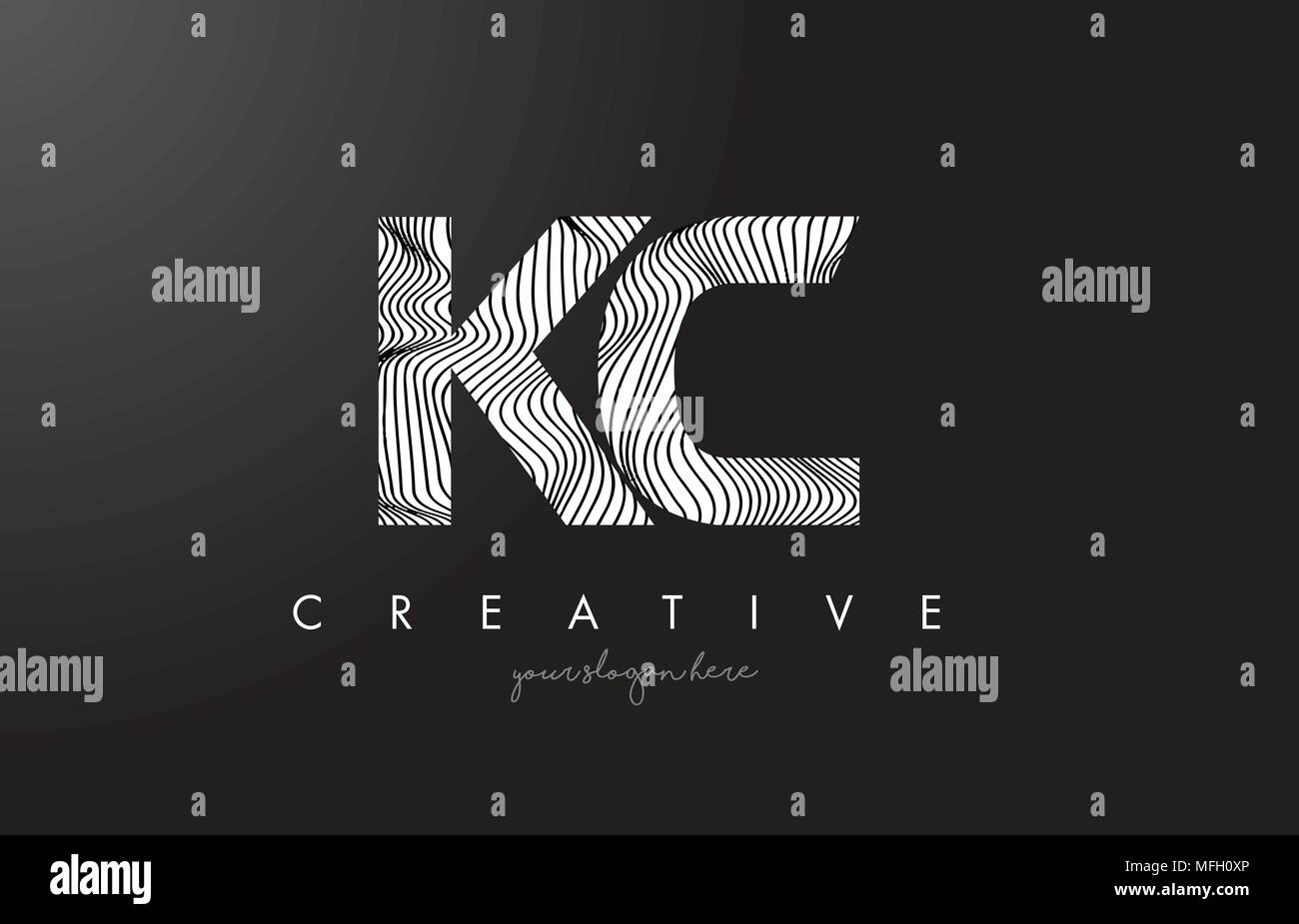 KC K C Letter Logo with Zebra Lines Texture Design Vector Illustration ...