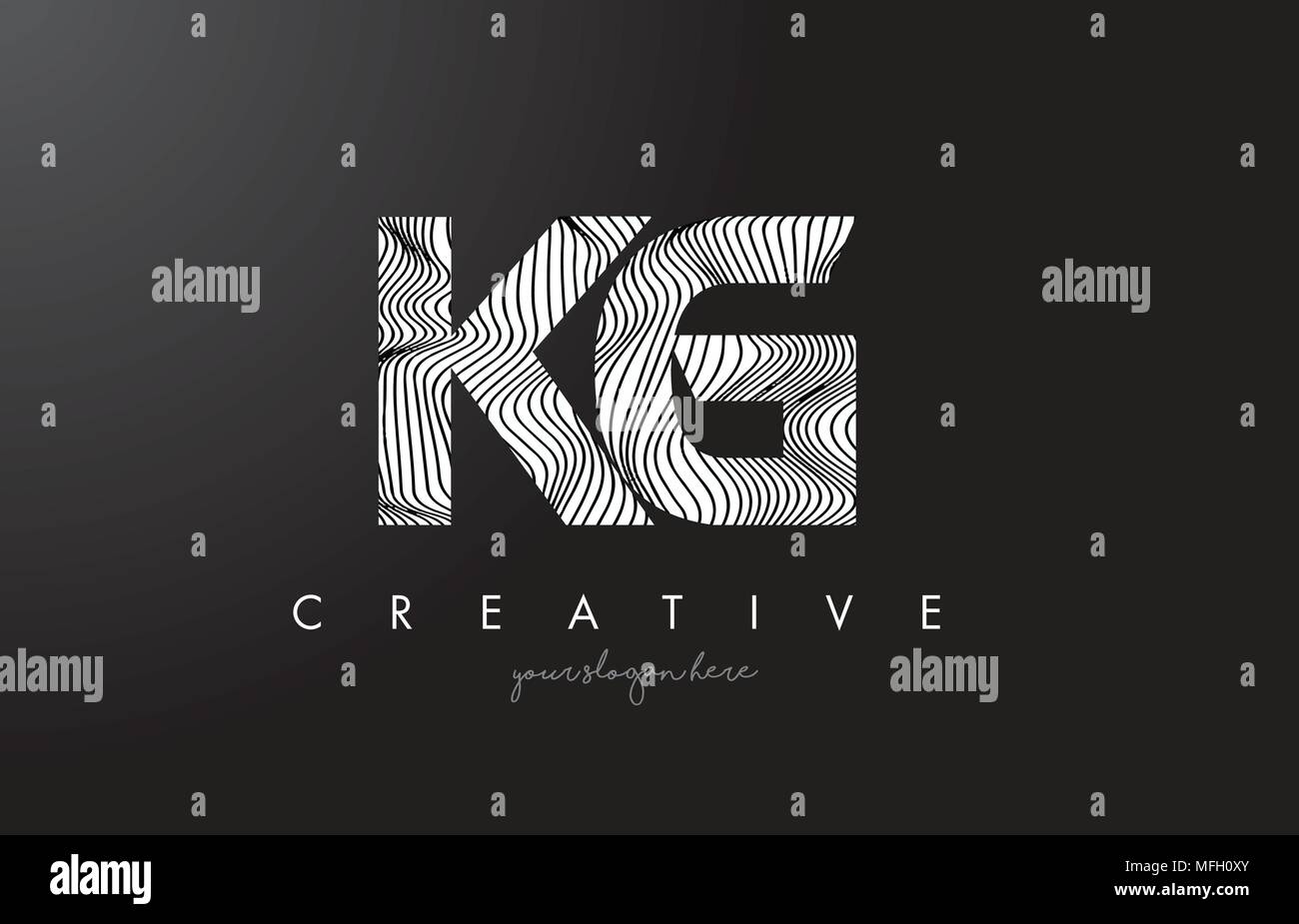 KG K G Letter Logo with Zebra Lines Texture Design Vector Illustration ...