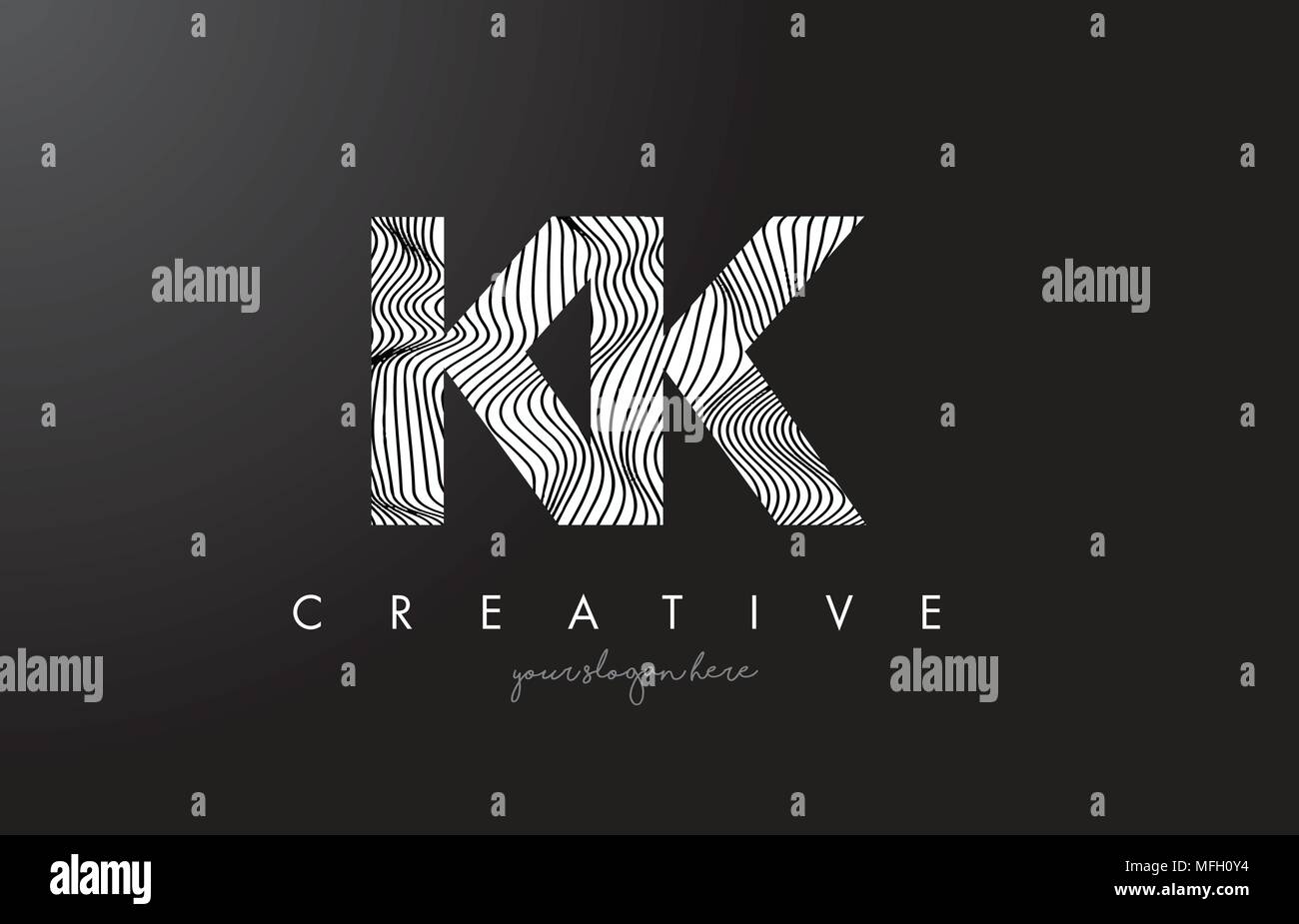 KK K K Letter Logo with Zebra Lines Texture Design Vector Illustration ...
