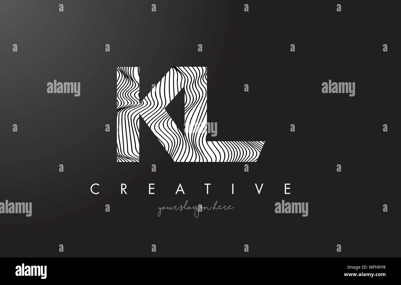 KL K L Letter Logo with Zebra Lines Texture Design Vector Illustration ...