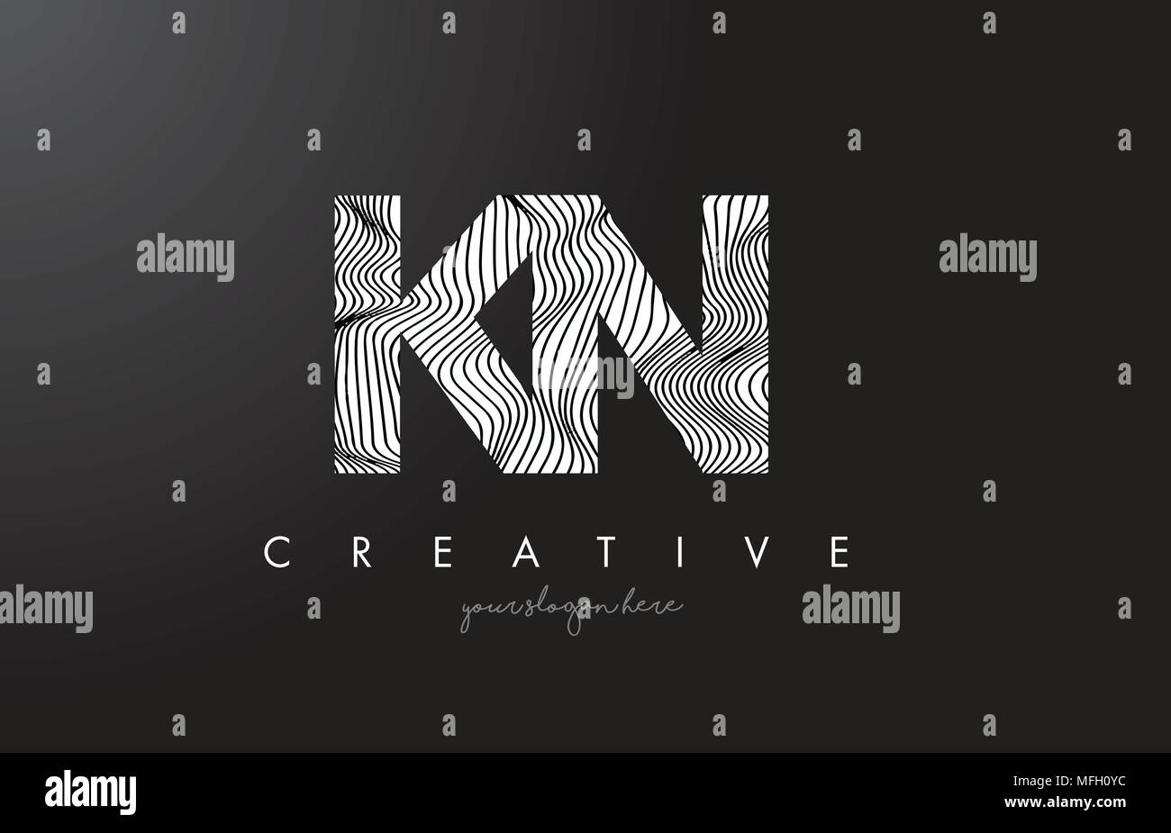 KN K N Letter Logo with Zebra Lines Texture Design Vector Illustration ...