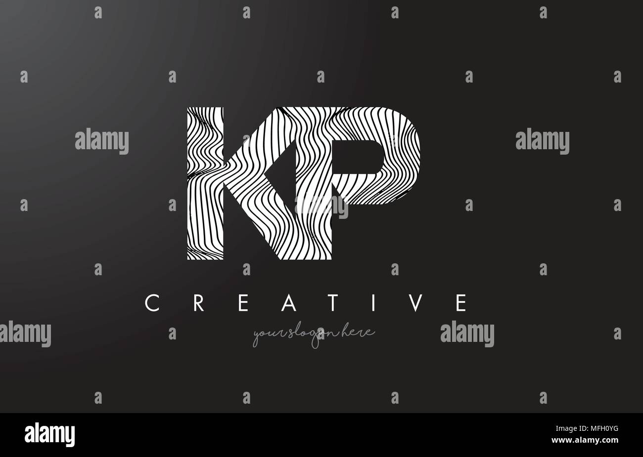 KP K P Letter Logo with Zebra Lines Texture Design Vector Illustration ...