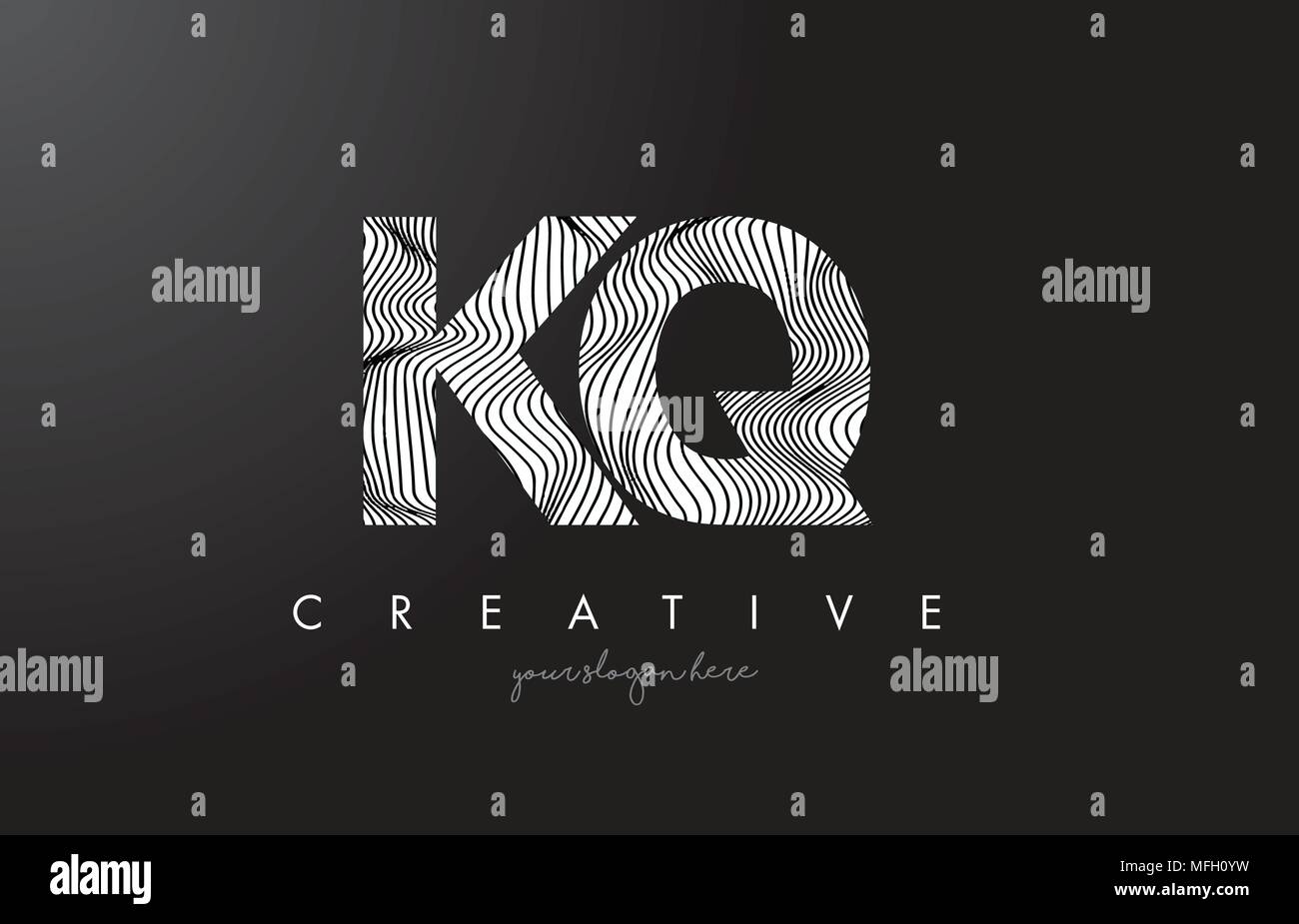 KQ K Q Letter Logo with Zebra Lines Texture Design Vector Illustration ...