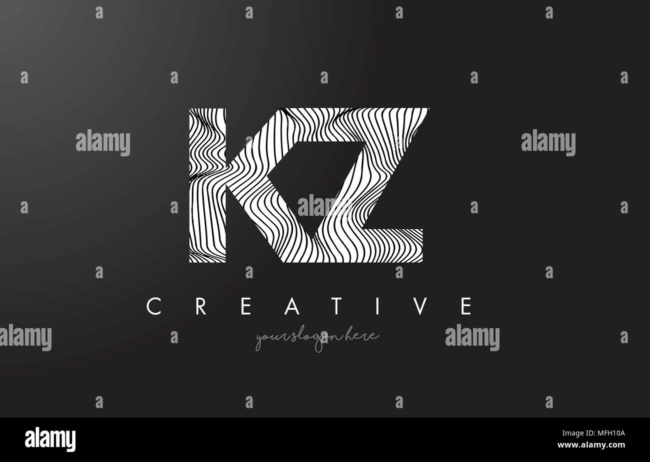KZ K Z Letter Logo with Zebra Lines Texture Design Vector Illustration ...