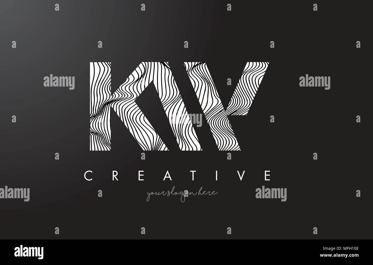 KW K W Letter Logo with Zebra Lines Texture Design Vector Illustration ...