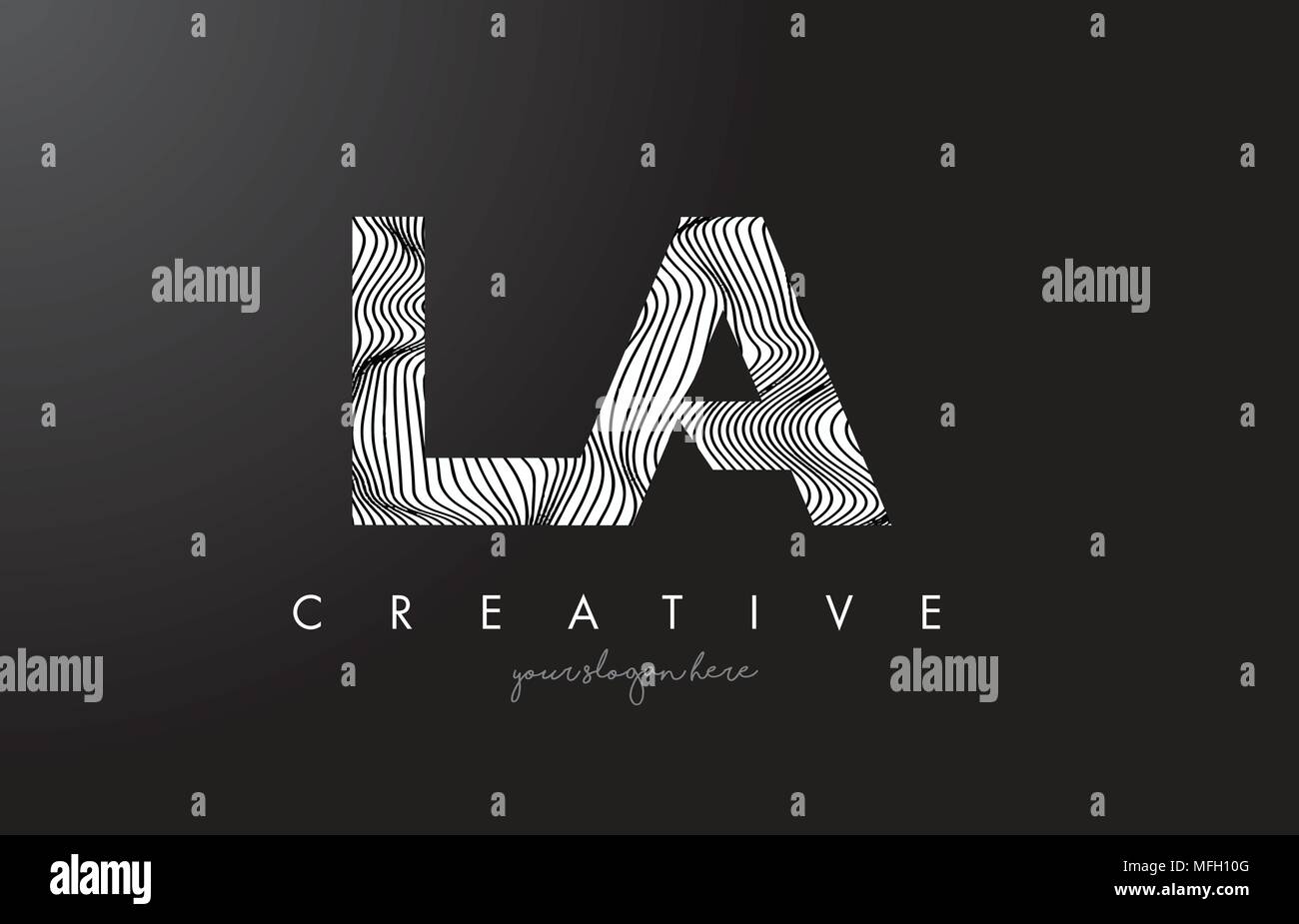 LA L A Letter Logo with Zebra Lines Texture Design Vector Illustration ...