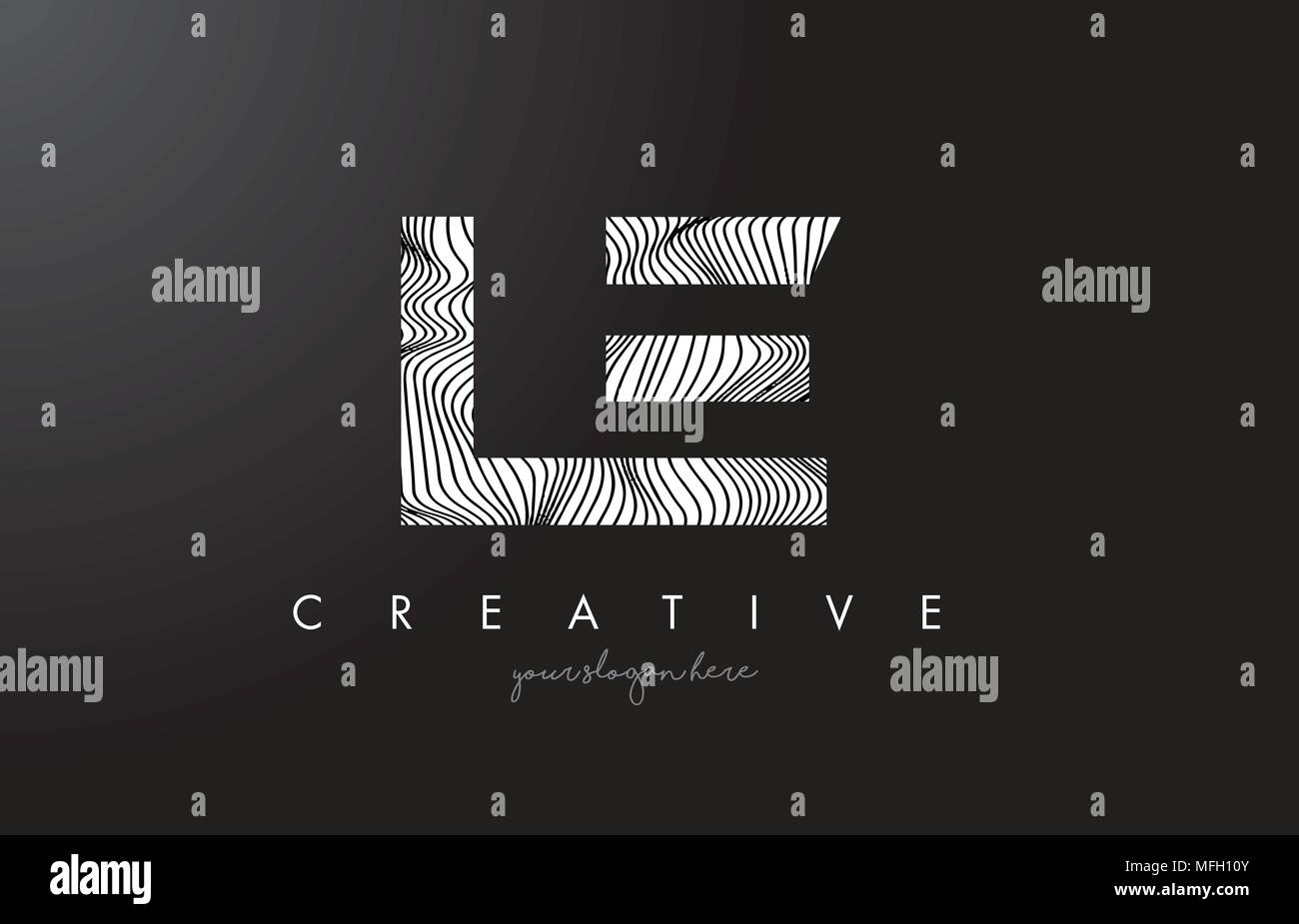 LE L E Letter Logo with Zebra Lines Texture Design Vector Illustration ...