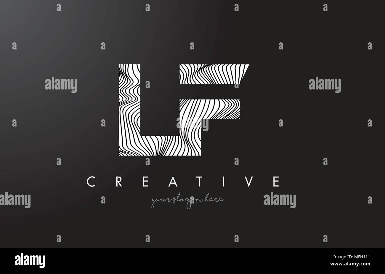LF L F Letter Logo with Zebra Lines Texture Design Vector Illustration ...