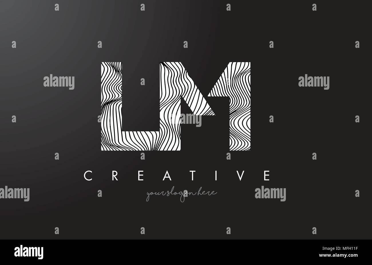 LM L M Letter Logo with Zebra Lines Texture Design Vector Illustration ...