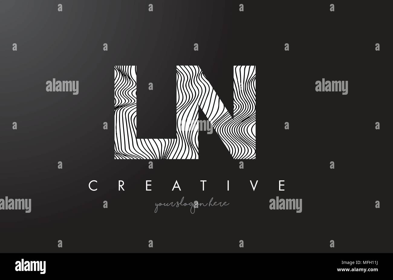 LN L N Letter Logo with Zebra Lines Texture Design Vector Illustration ...