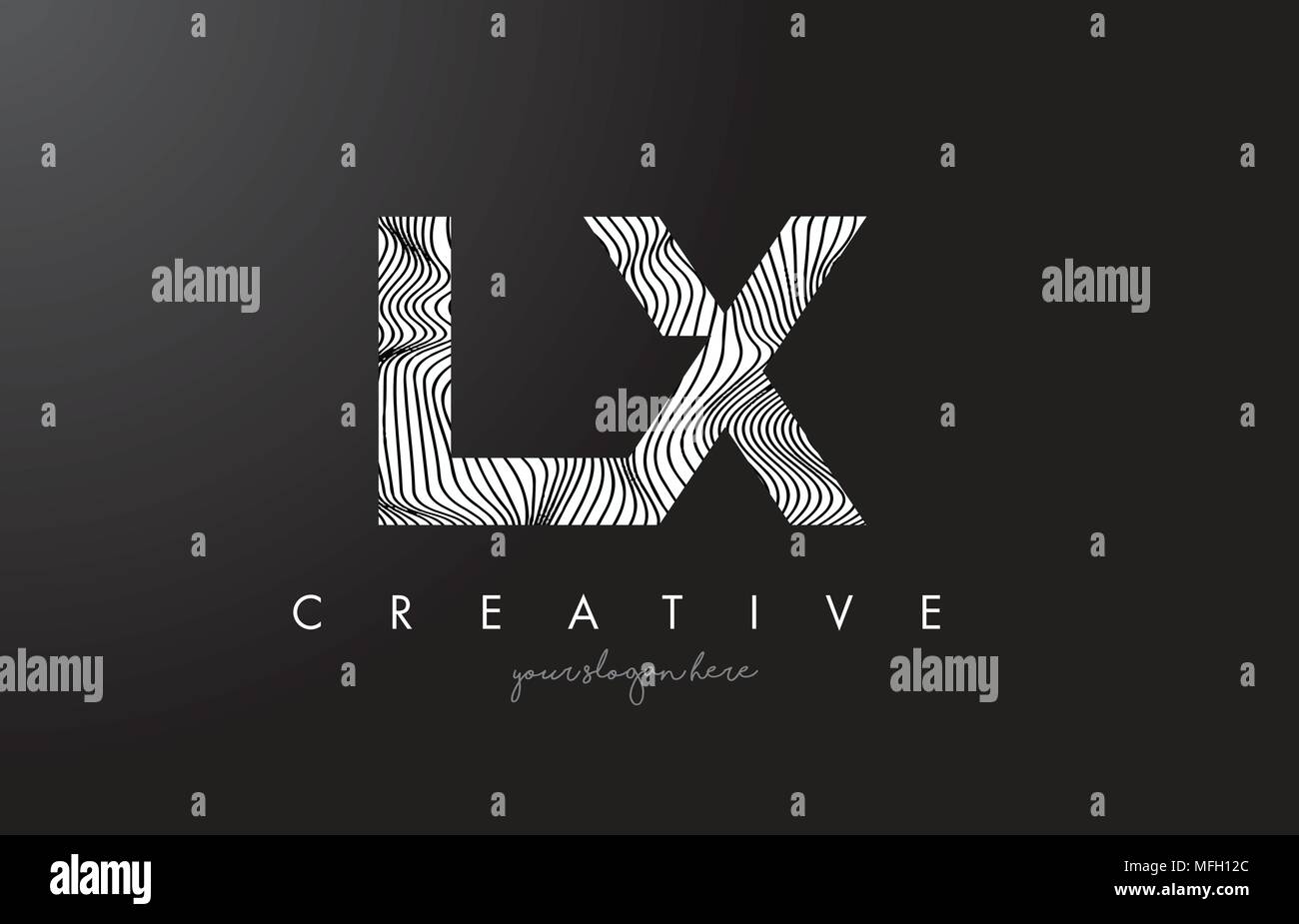 LX L X Letter Logo with Zebra Lines Texture Design Vector Illustration ...