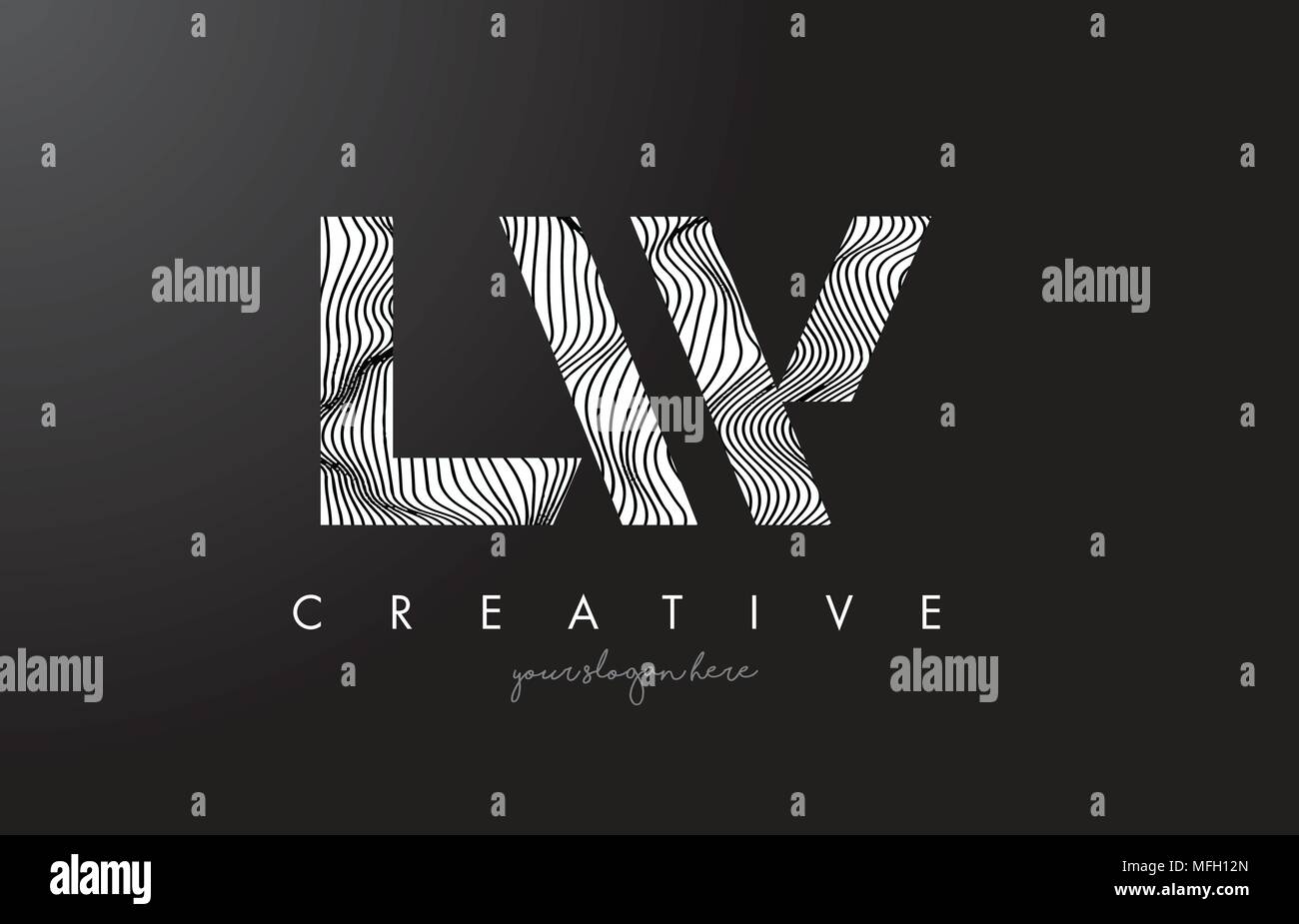 LW L W Letter Logo with Zebra Lines Texture Design Vector Illustration ...