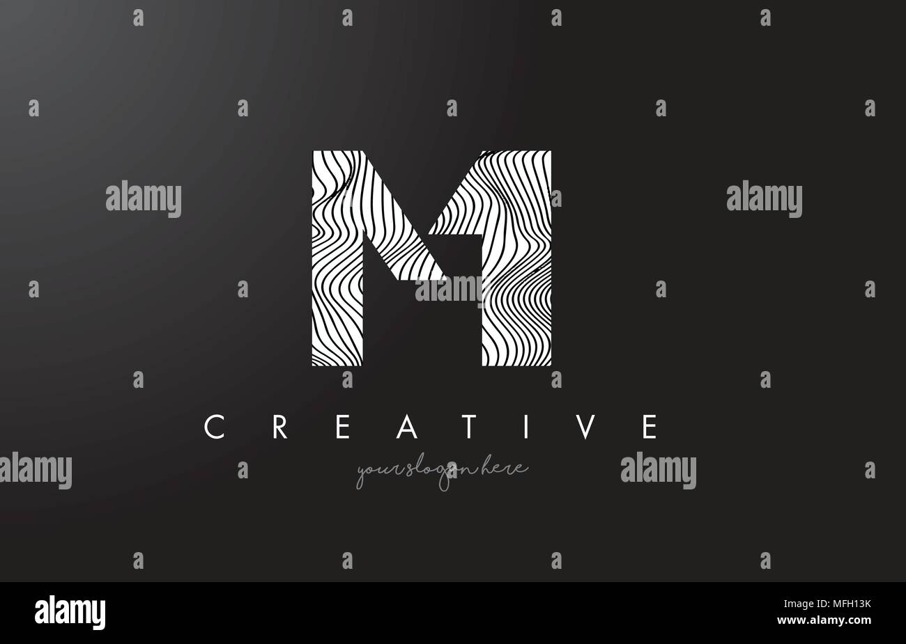 MI M I Letter Logo with Zebra Lines Texture Design Vector Illustration ...