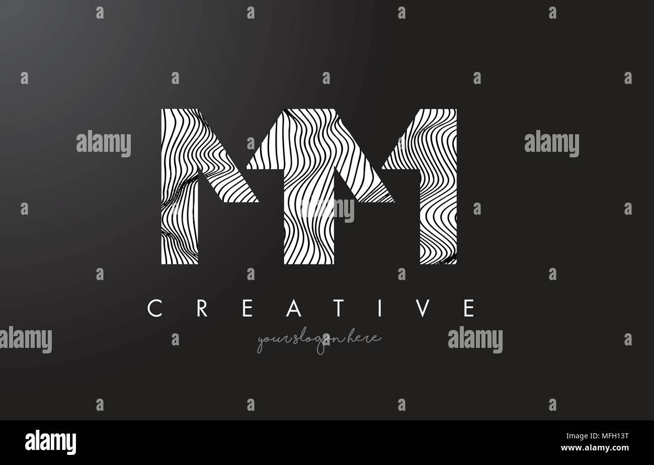 MM M M Letter Logo with Zebra Lines Texture Design Vector Illustration ...