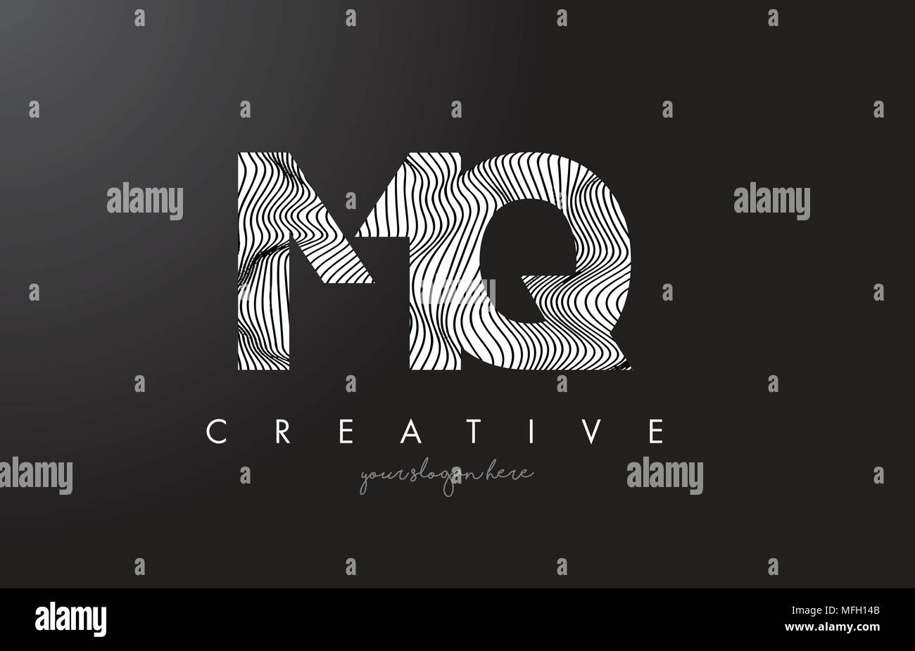 MQ M Q Letter Logo with Zebra Lines Texture Design Vector Illustration ...
