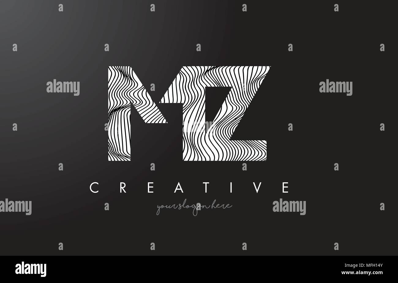 MZ M Z Letter Logo with Zebra Lines Texture Design Vector Illustration ...