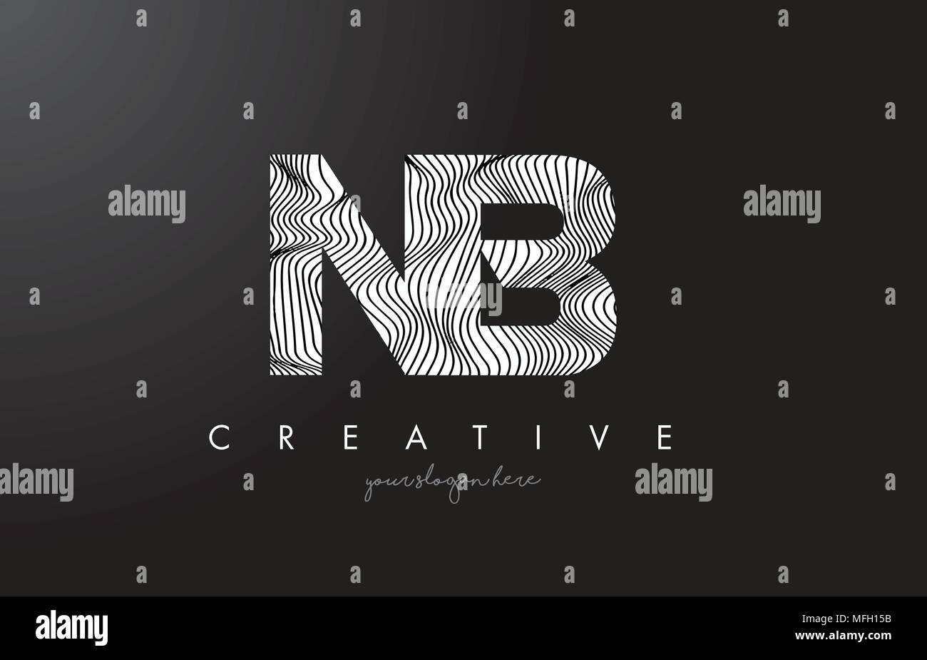 NB N B Letter Logo with Zebra Lines Texture Design Vector Illustration ...
