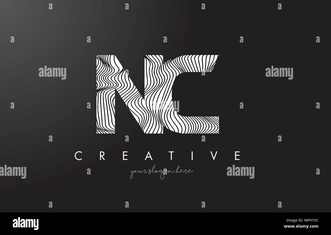 NC N C Letter Logo with Zebra Lines Texture Design Vector Illustration ...