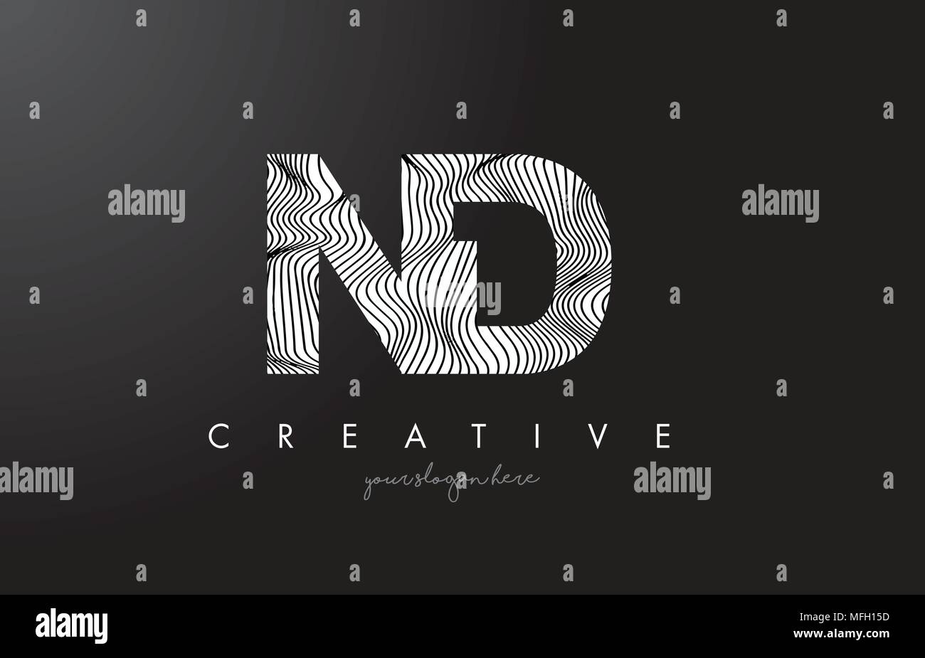 ND N D Letter Logo with Zebra Lines Texture Design Vector Illustration ...